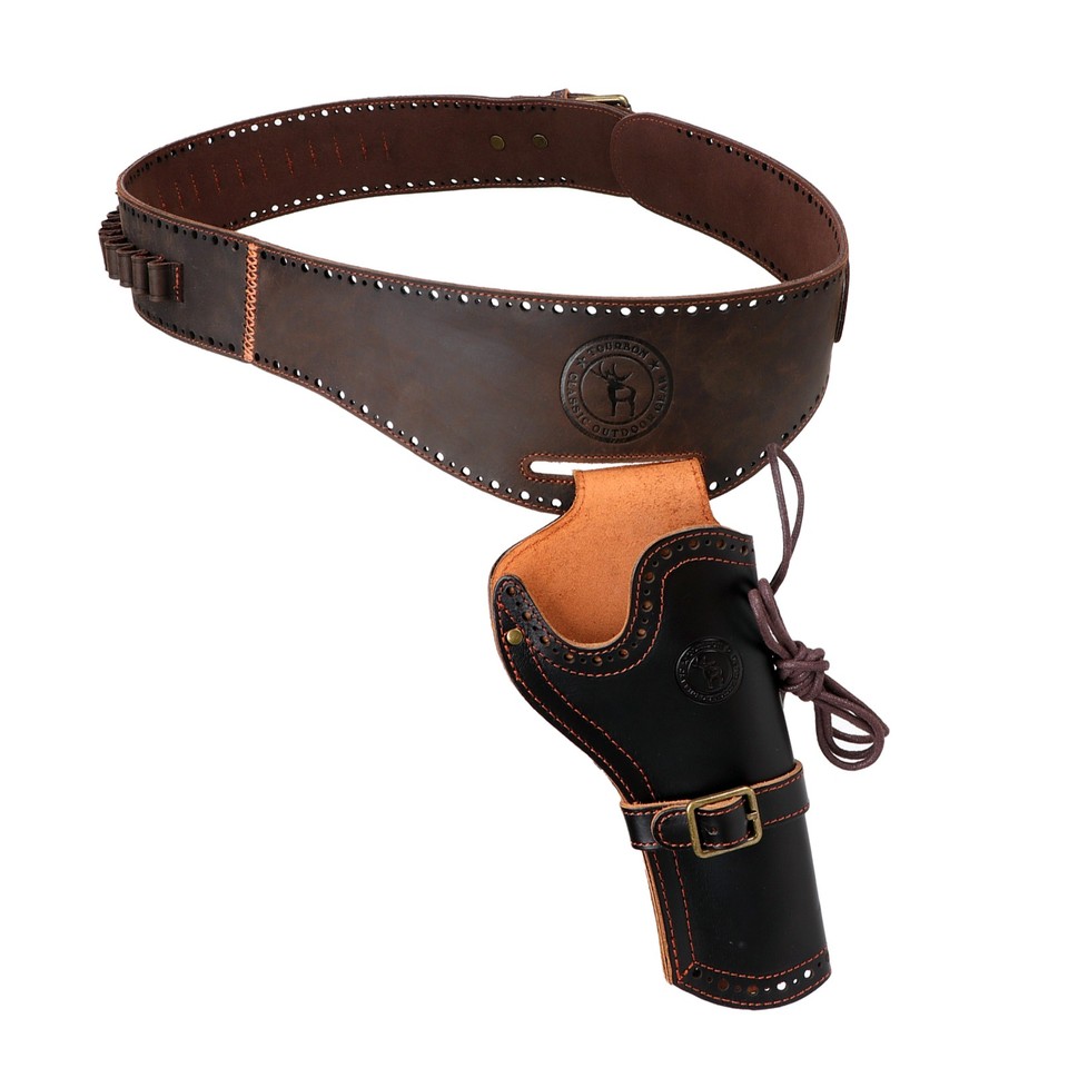 TOURBON Leather Cowboy Drop Leg Belt Holster Western Revolver Ammo ...
