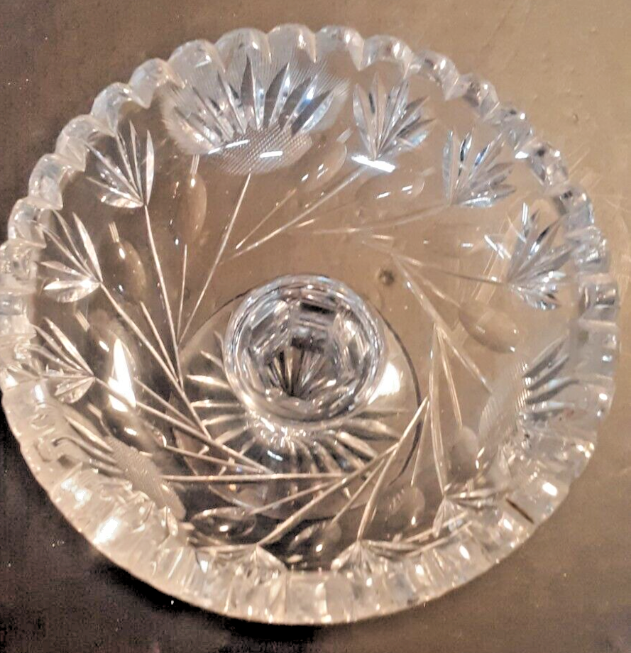 ABP CLARK ? Thistle Pattern Cut Glass Compote About 5 " tall 5 1/2 ...