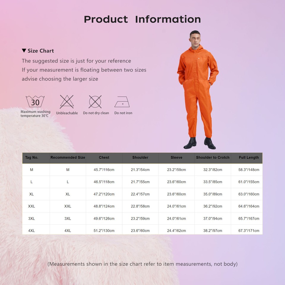 Mens Coveralls Jumpsuit Work Overalls One-piece Dustproof Dungarees ...