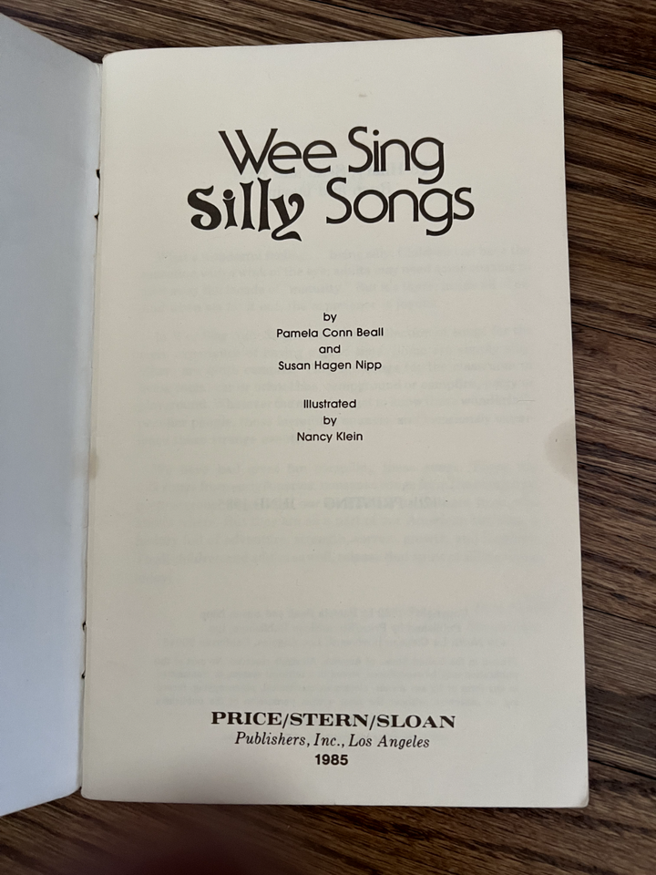Wee Sing Series : Wee Sing Silly Songs : 1985 : Lyrics And Notes Book ...