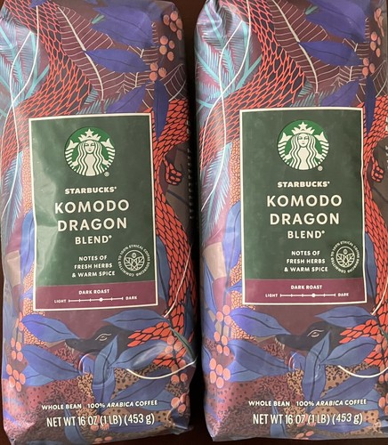 2 Lb Starbucks KOMODO DRAGON Blend Whole Bean Dark Roast Coffee | eBay