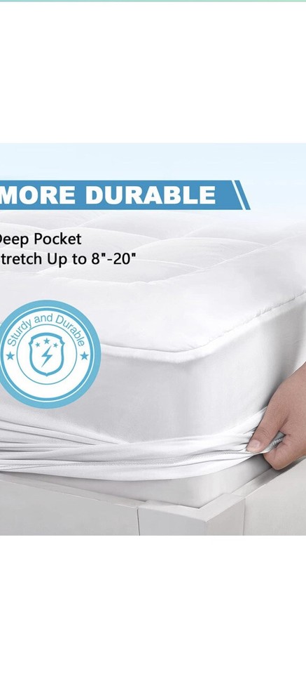oaskys King Mattress Pad Cover Cooling Topper 8-21”Fitted Deep Pocket ...