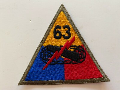 TT412 WW2 US Army Armored Tank Battalion Division Triangle Patch 63rd ...