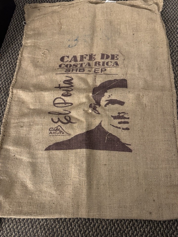 Assorted Burlap Jute Coffee Bean Bags Sacks-Lot Of (3) *See Pics ...