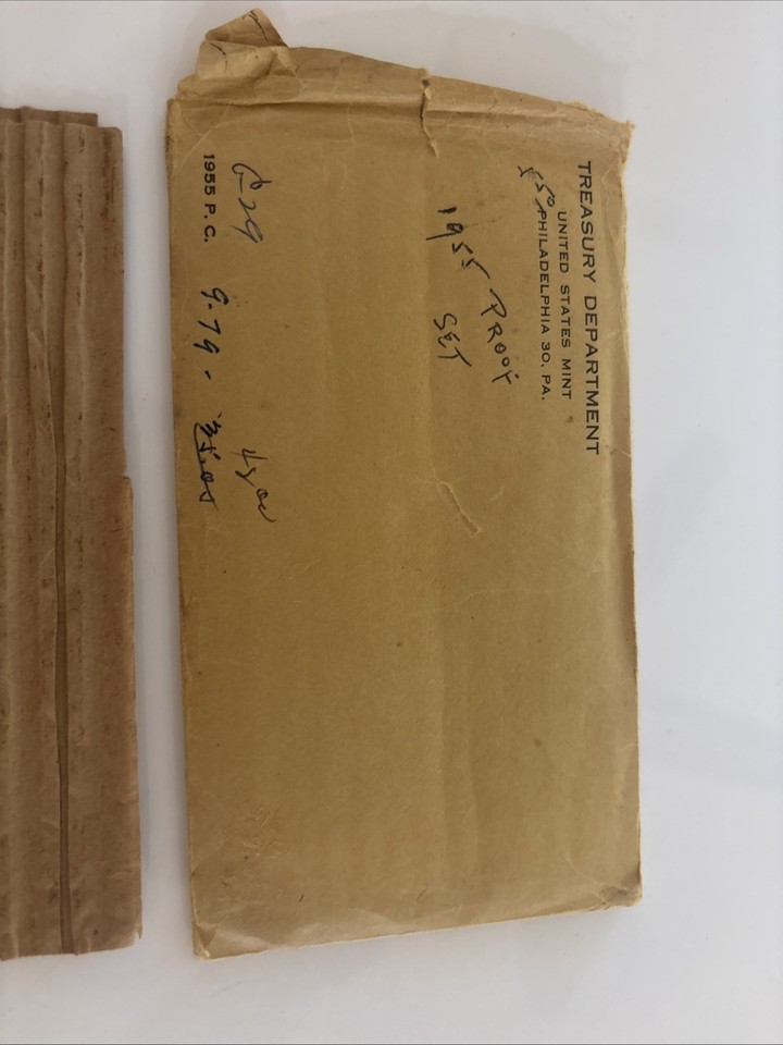 1955 PROOF SET Original Government Envelope (opened) issued by US Mint ...