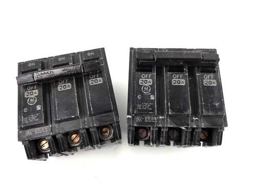 2pcs GE THQB32020 20-Amp 3-Pole THQB Bolt-On Circuit Breaker 20A 3P ...