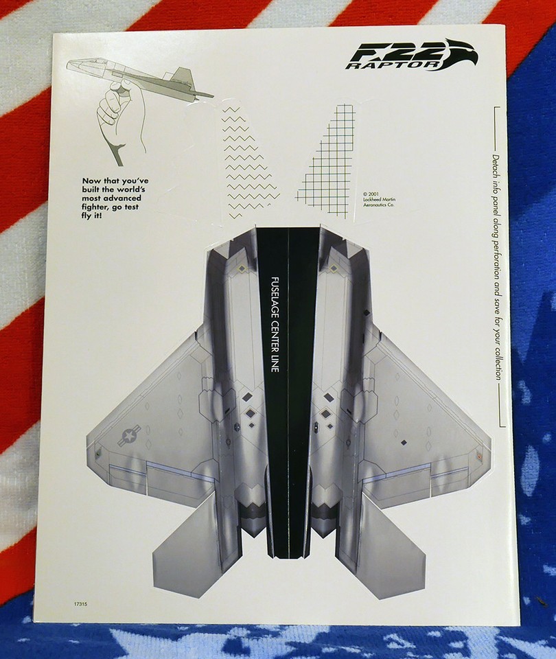 Lockheed Martin F-22 Raptor Airplane Paper Aircraft Military Pamplet ...