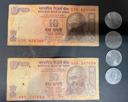Reserve bank Of INDIA 2 India 10 Rupee STAR notes & 4 Rupee Coins ...