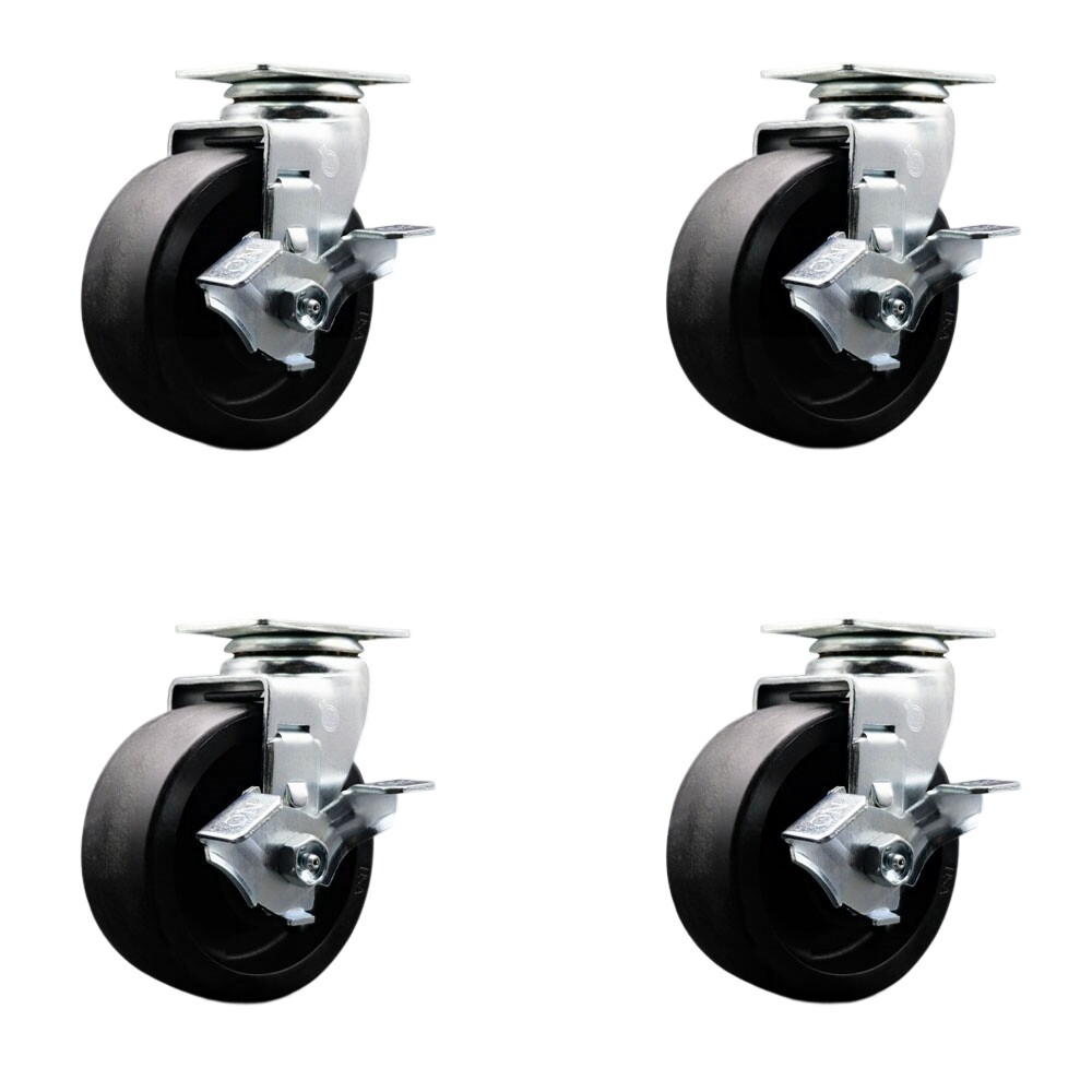 Tool Box Caster Wheel Set – 5 Inch Glass Filled Nylon Swivel Casters ...