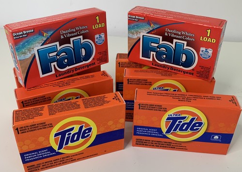 Lot of 8 - 6 Ultra Tide and 2 FAB Laundry Detergent 1 Load Box New | eBay