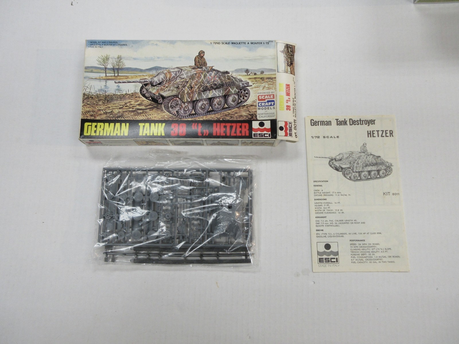 ESCI GERMAN TANK 38 T HETZER MODEL KIT OPEN BOX 1/72 | eBay