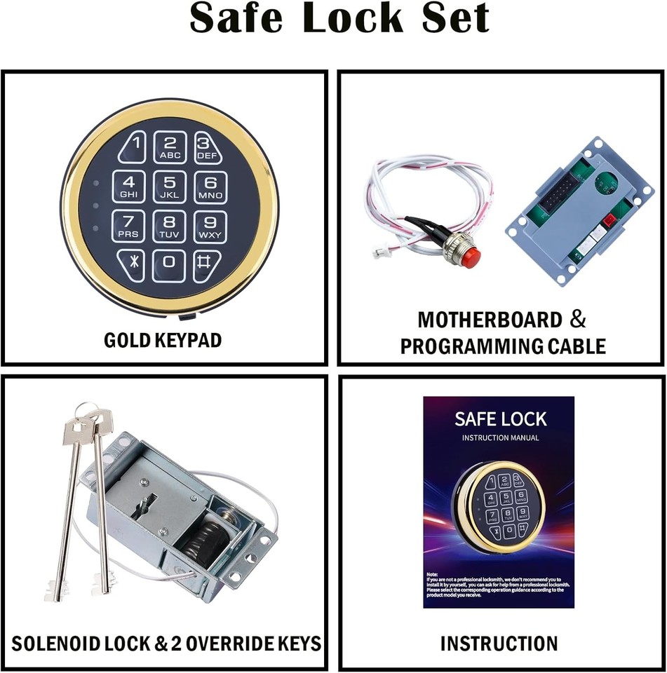 NEW Gun Safe Lock Replacement Solenoid Lock with 2 Override Keys ...