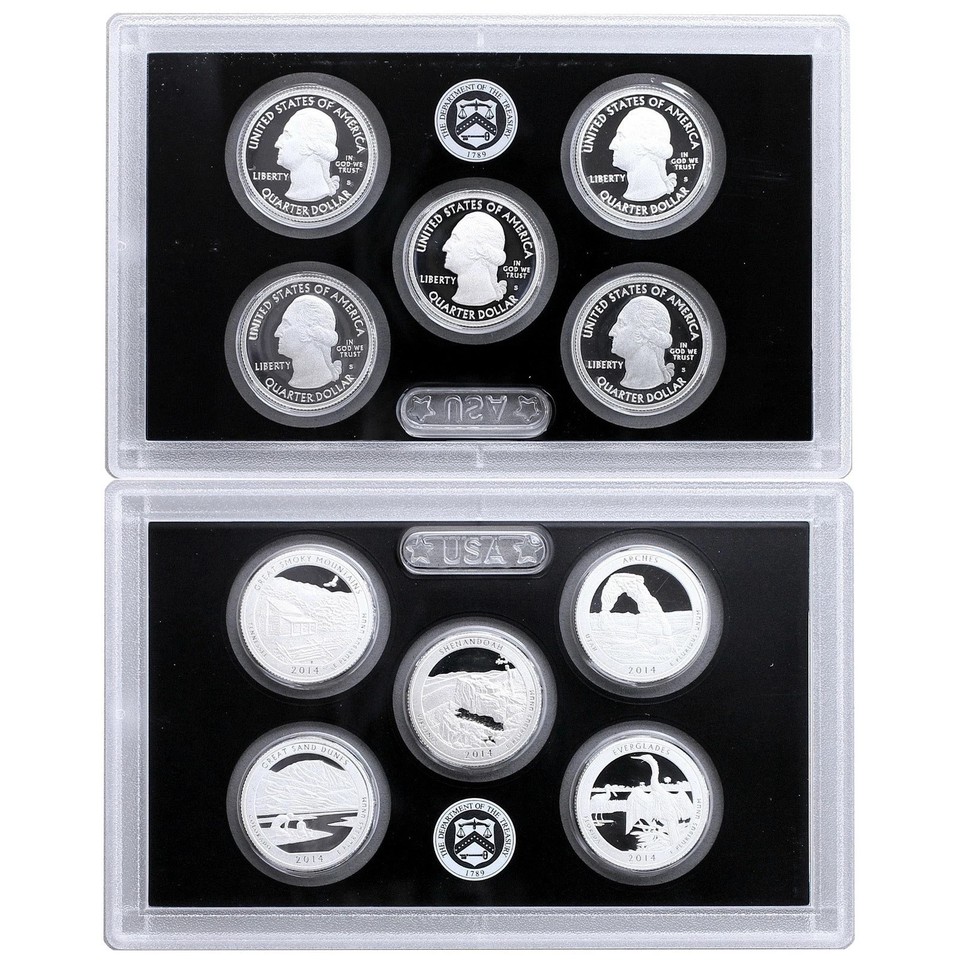 2014 S Proof Parks Quarter Set ATB 90% Silver No Box or COA 5 Coins US ...