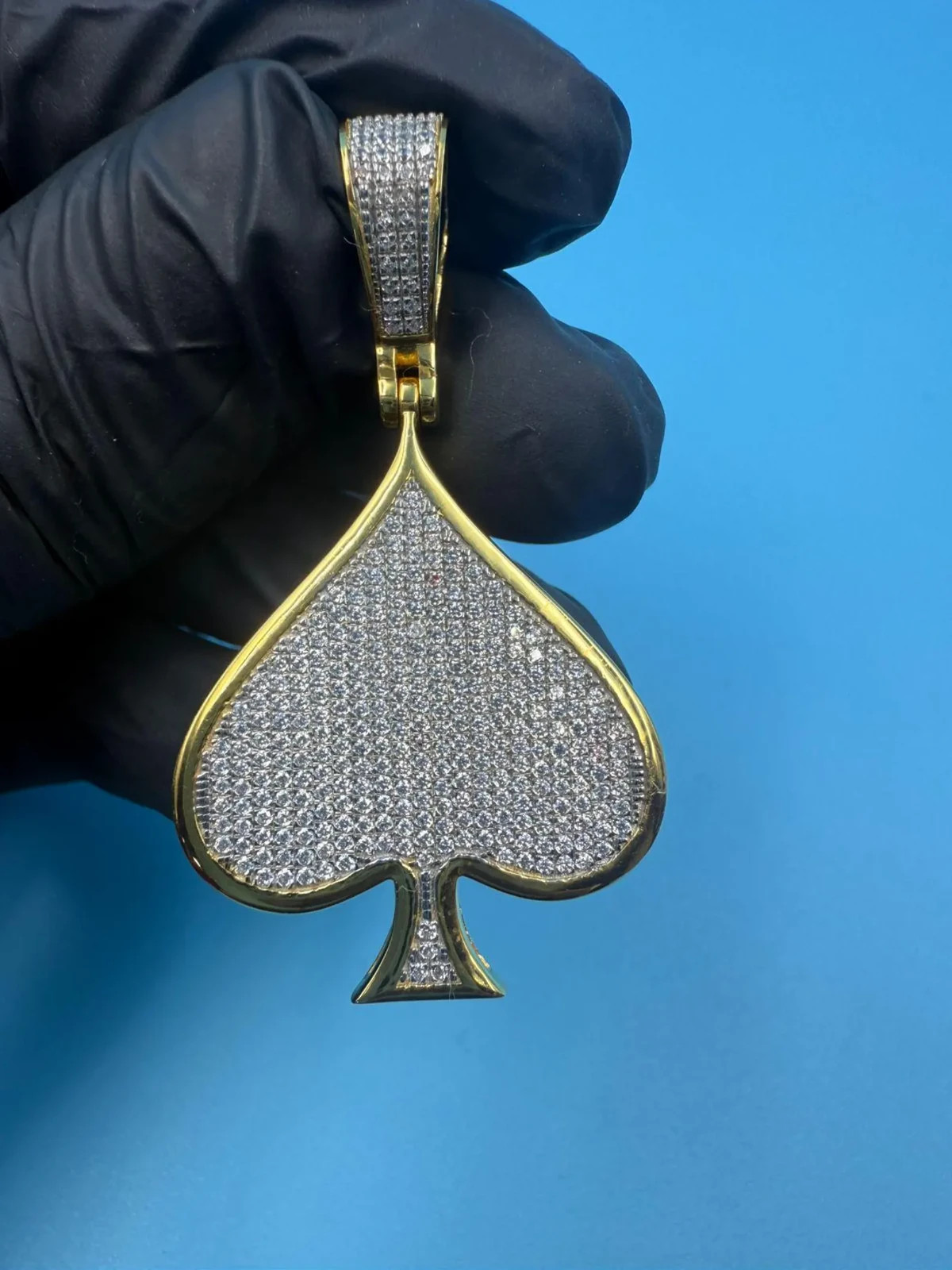 2ct Round Lab Created Diamond Ace of Spade Hip Hop Pendant 14k Yellow ...