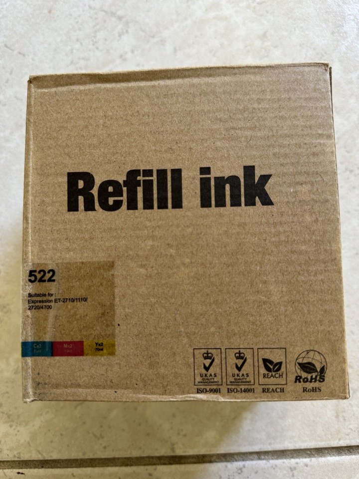 6 Pack Refill Ink Compatible Epson 522 Ecotank ET 2400 4800 2800 2803 ...