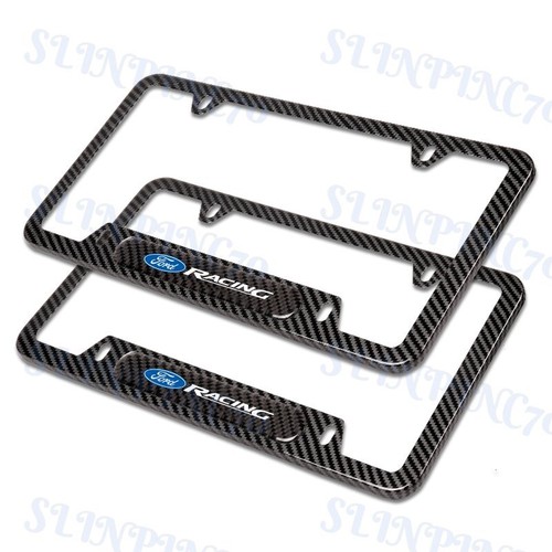 For 2PCS Ford Racing License Plate Frame Stainless Steel Metal Carbon ...