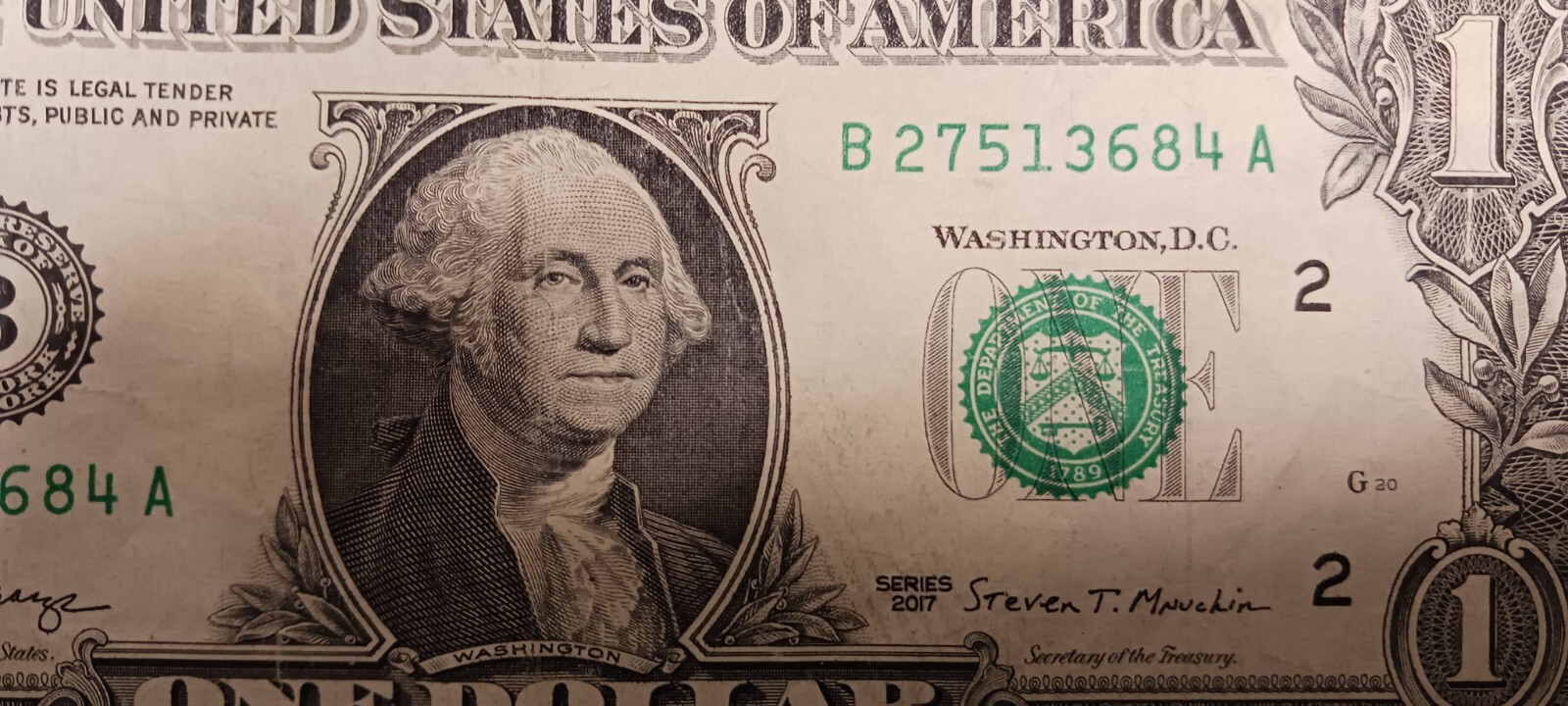 True Mix Ladder Note 1-8 ON A 2017 $1 Dollar BILL. Fancy Serial Numbers ...