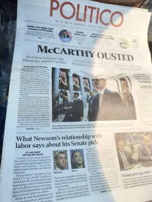 Politico Newspaper Wednesday October 4 2023 McCARTHY OUSTED | eBay