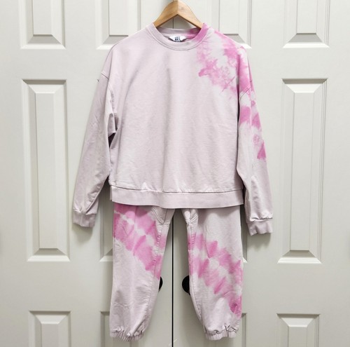 Women's Joy Lab 2pc Oversized Set Pink Tie Dye Joggers Sweat Pants ...