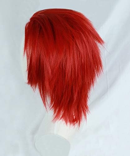 Red Shag Costume wig cosplay anime stage party shaggy hero hair male ...