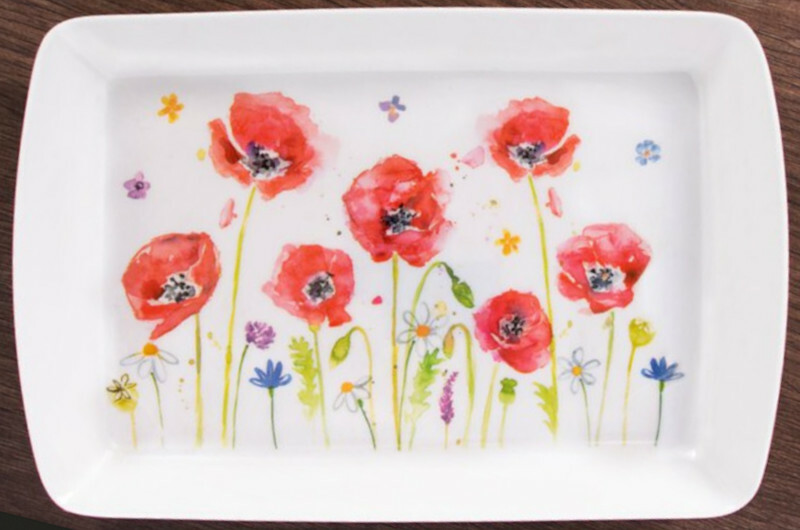 Snack Tray, Poppy Field Design. Ideal for cup of tea, jewellery ...
