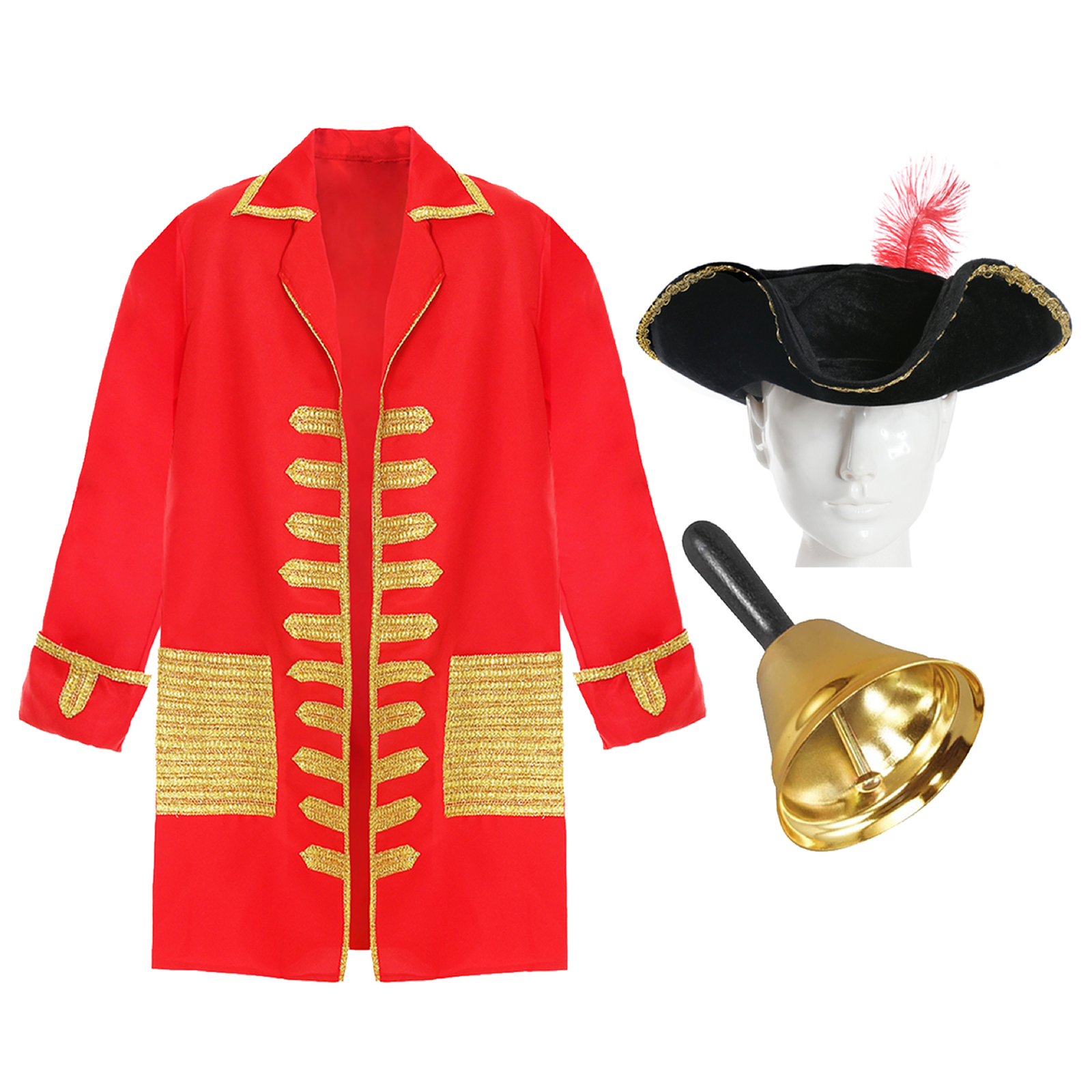 ADULTS TOWN CRIER MAYOR BELLMAN MENS FANCY DRESS COSTUME JACKET HAT ...