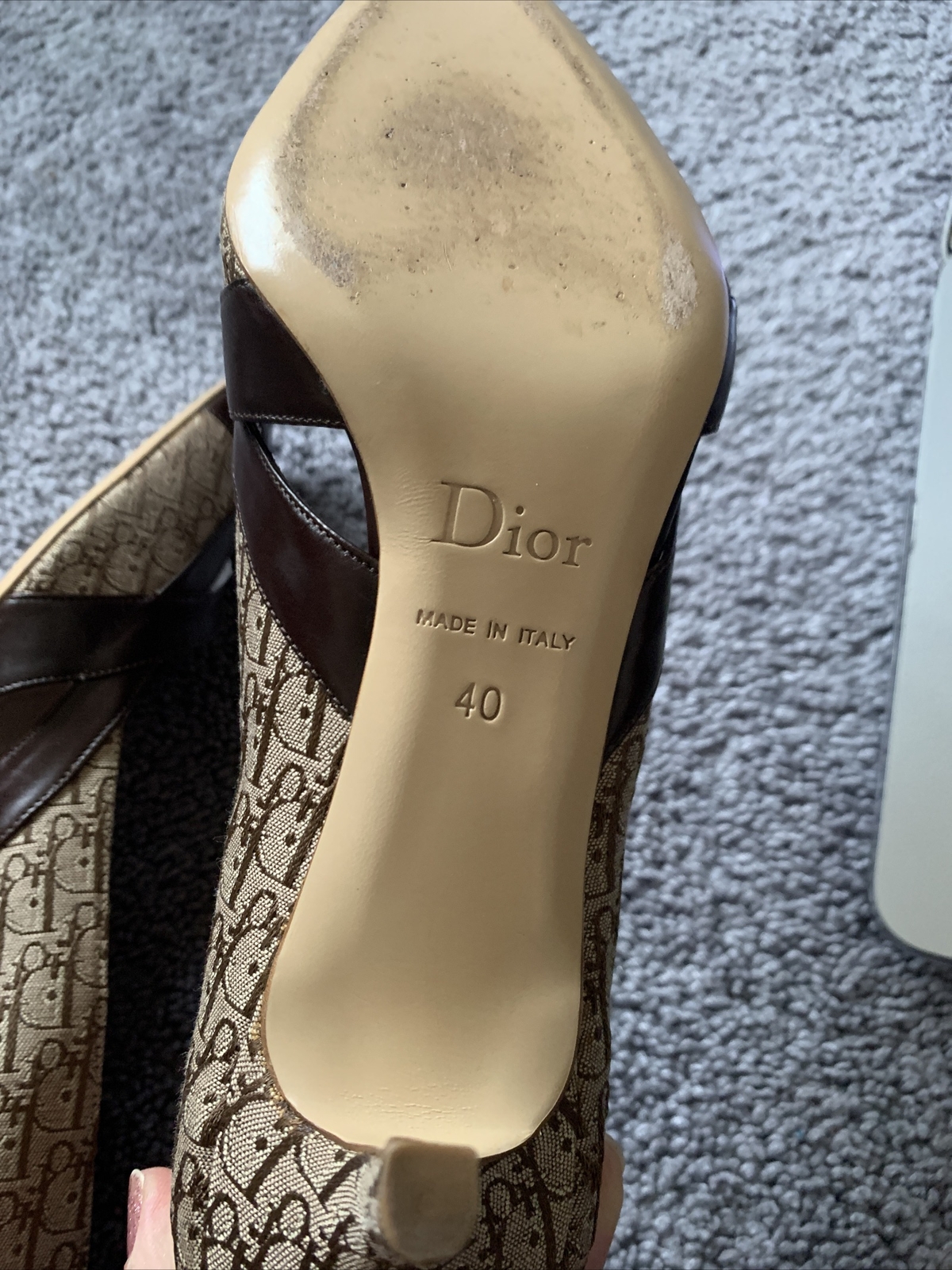 Authentic Christian Dior Brown Logo High Heels Size 9… - Gem