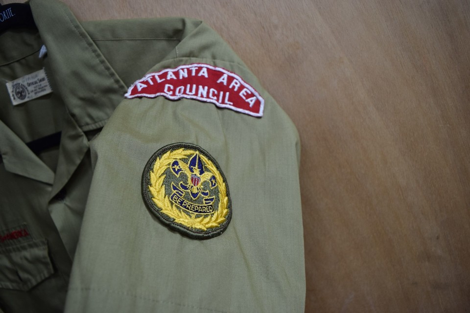 VINTAGE Boy Scouts Shirt Mens M Beige Button Up BSA Patch Uniform USA Made 90s | eBay