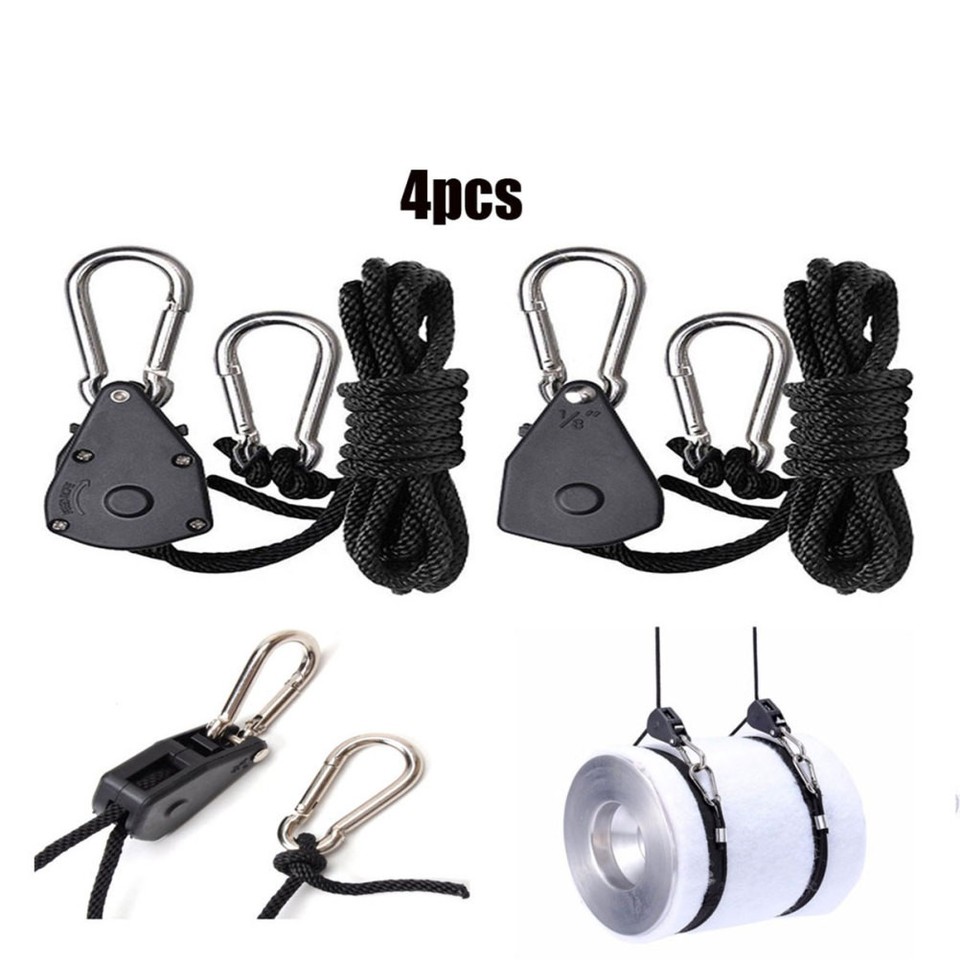 4 Pcs Ratchet Style 1/8 Inch Adjustable Grow Light Rope Hangers Nylon ...