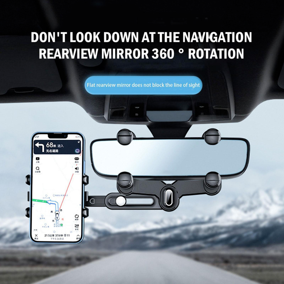 360°Car Rearview Mirror Holder Stand For-Mobile Cell Smart Phone GPS ...