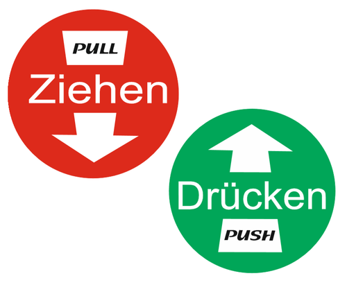 Drücken Ziehen Aufkleber Abziehbild pull push Sticker Türaufkleber (R12 ...