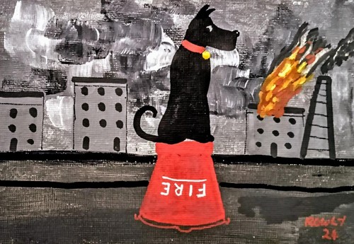 LOWRY DOG THE BEST VIEW Original Impressionist Oil Painting L S ROWLY ...