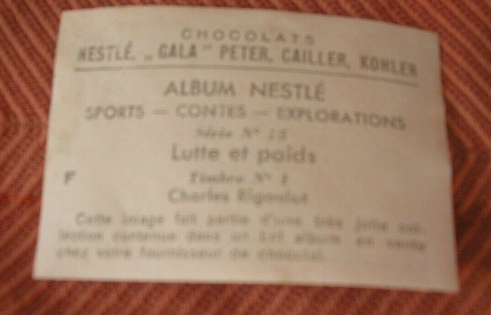 CHARLES RIGOULOT ORIGINAL 1936 WRESTLING CARD NESTLE' FRANCE | eBay