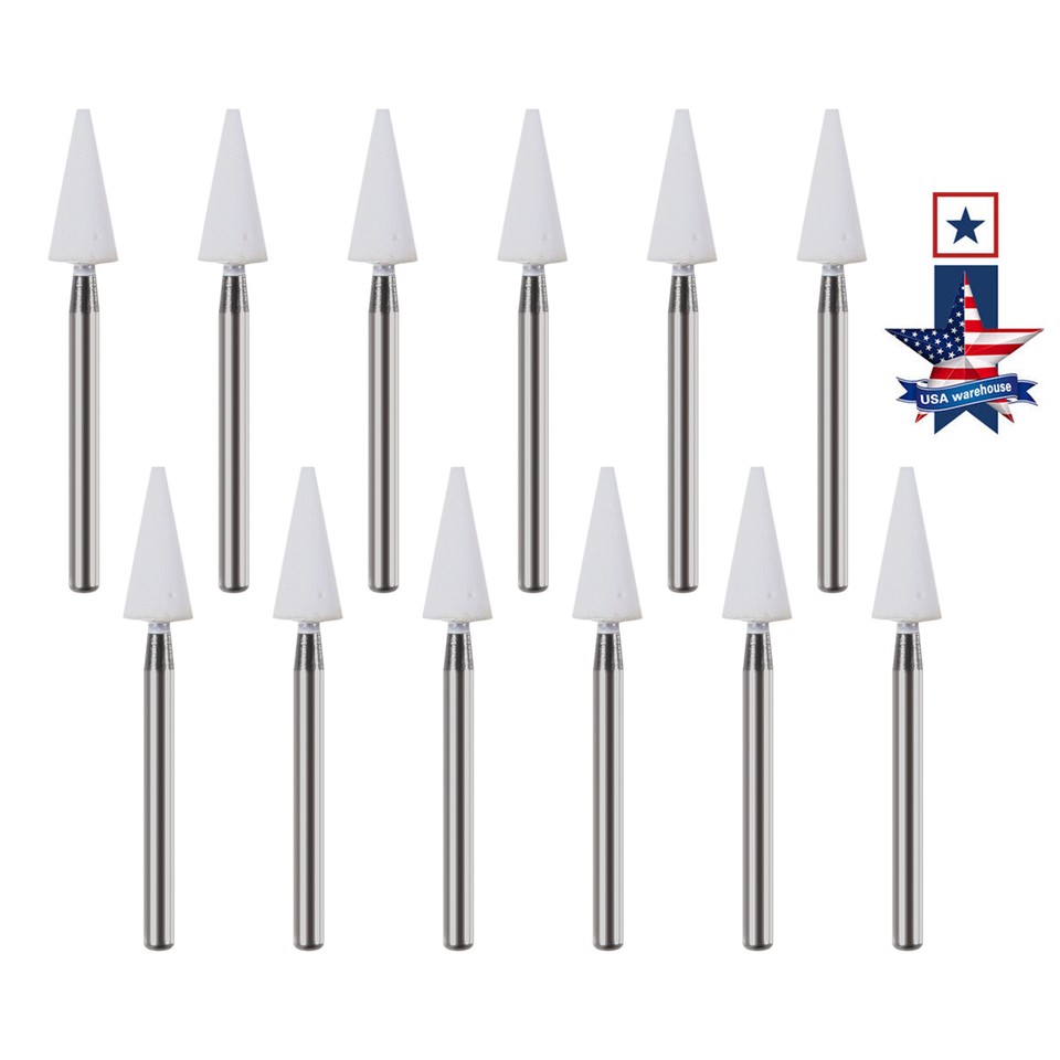 Dental White Stone Flame Mounted Polishing Burs- FG 12/pks Abrasion ...