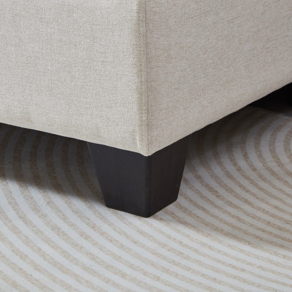 86" L-Shaped Sectional Sofa w/ Ottoman, 3-Seat Linen Couch, Beige | eBay