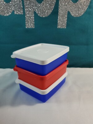 Tupperware Mini Square Aways Set of 3 Square Keepers Small Red Whir ...