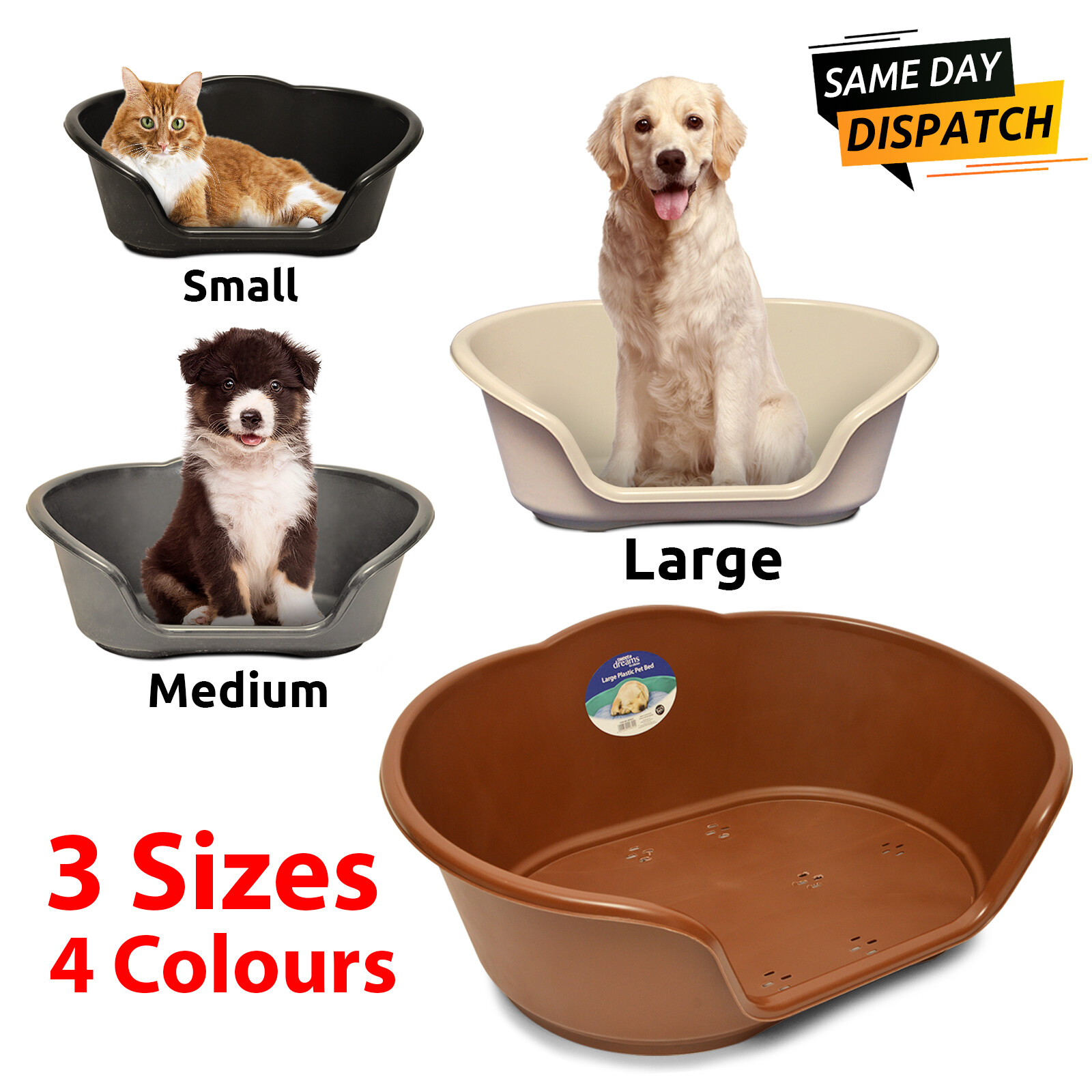 Pet Bed Plastic Baskets Small Medium Large Strong Anti Slip Durable Dog ...