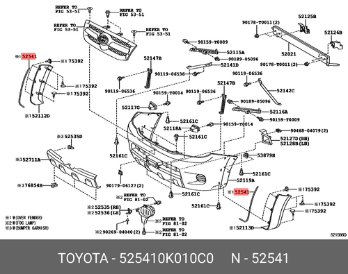 Original protector, front bumper, 525410K010C0 for TOYOTA 52541-0K010 ...