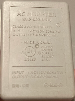 Nintendo AC Adapter WAP-002/USA Wall Class 2 Power Supply DS GAMEBOY | eBay