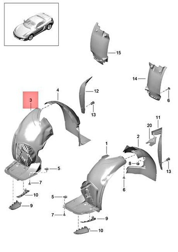 Porsche Cayman 14 - 16 OEM Fender Liner Splash Guard 98150450203 Front ...
