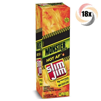 Full Box 18x Sticks Slim Jim Hot AF Monster Snack Sticks | 1.94oz | 11G ...