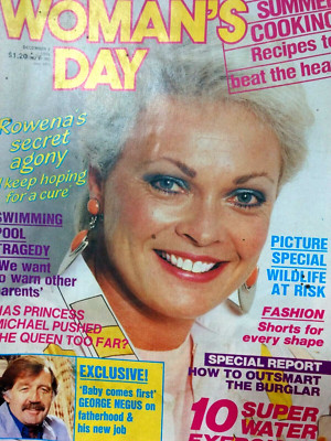1986 Womans Day Magazine Rowena Wallace~Shari Lewis~Susan George~Uri ...