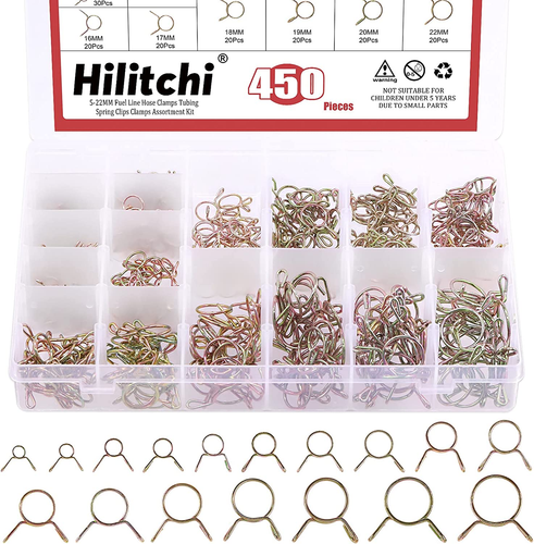 450Pcs 17Sizes Fuel Line Hose Tubing Spring Clips Clamps Hose Fastener ...