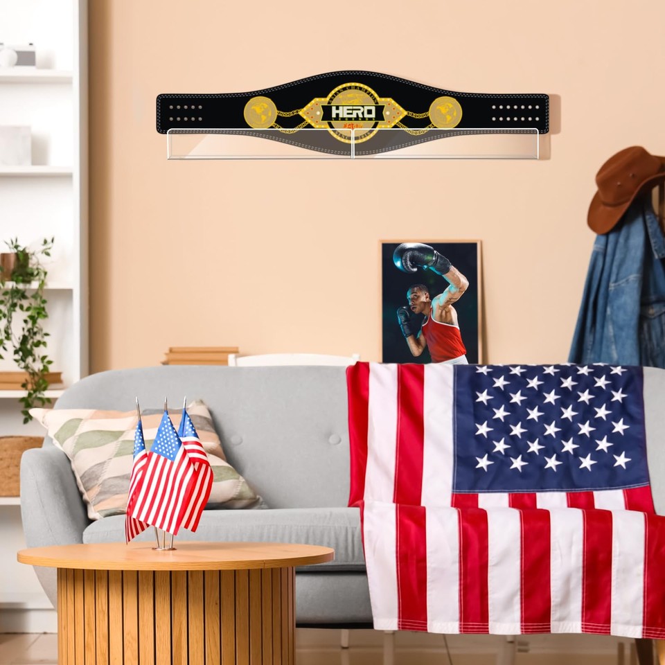 2 Pack Acrylic Horizontal Belt Display Case Wall Mount for Wrestling ...