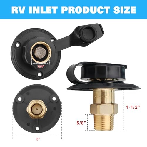 Lead-Free Brass RV Water Inlet Connection, 1/2" NPT Male City Water ...
