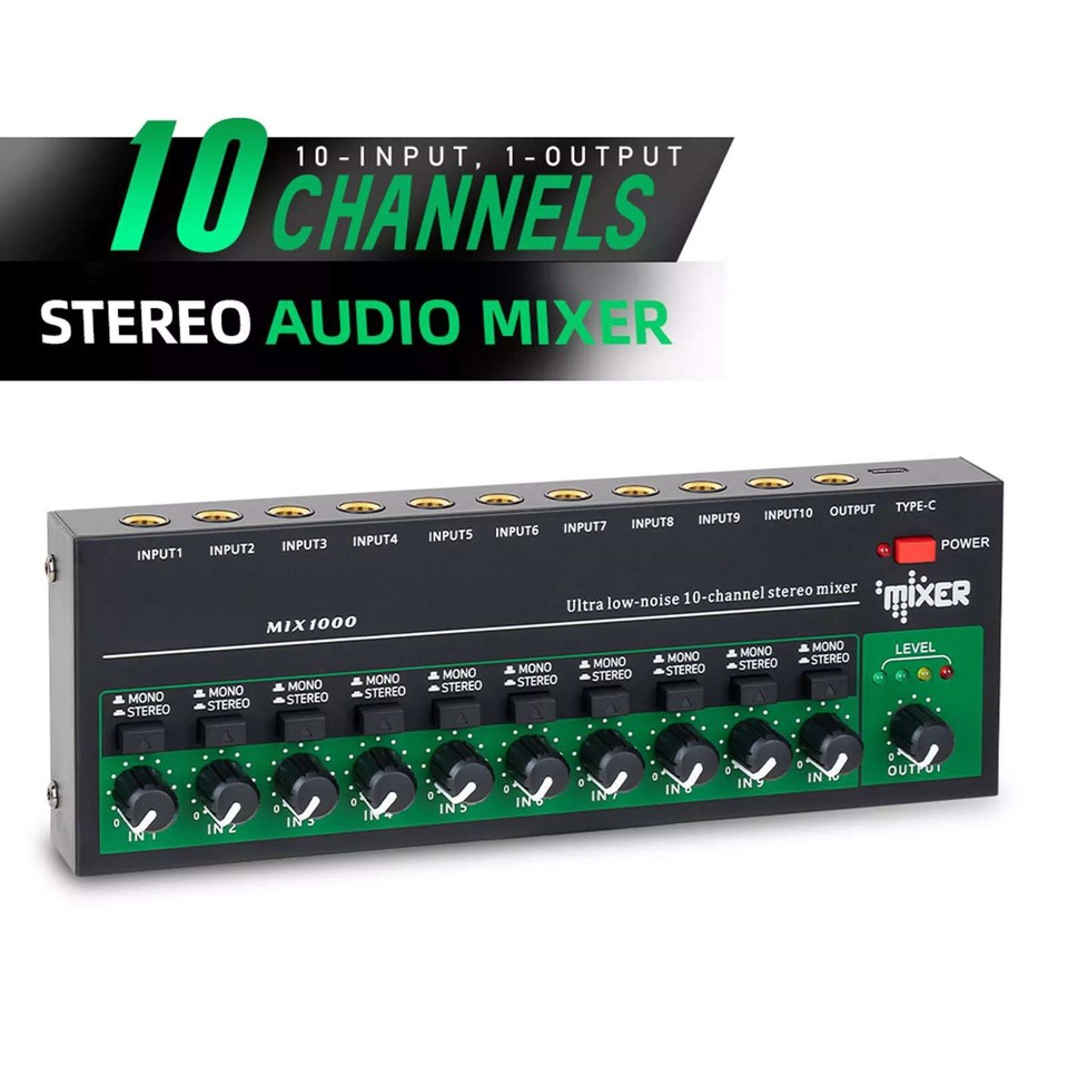 10 Channel 6.35mm Input Output TRS/TS Jacks Stereo Mono Line Audio ...