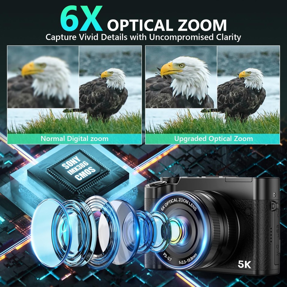 5K Digital Camera, 64MP Cameras for Photography with 6X Optical Zoom ...