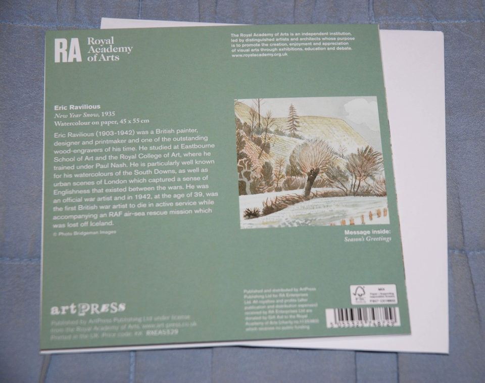New Year Snow, 1935: Eric Ravilious ~ CHRISTMAS CARD, NEW & Sealed 15cm ...