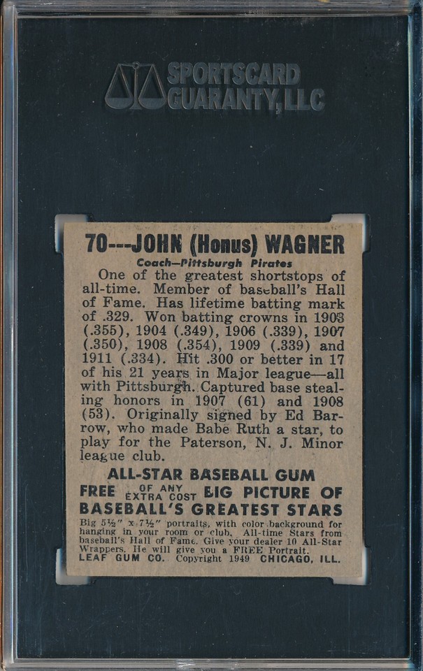 1948-49 LEAF GUM CO. #70 JOHN WAGNER - SGC 50 VG/EX 4 (SVSC) | eBay