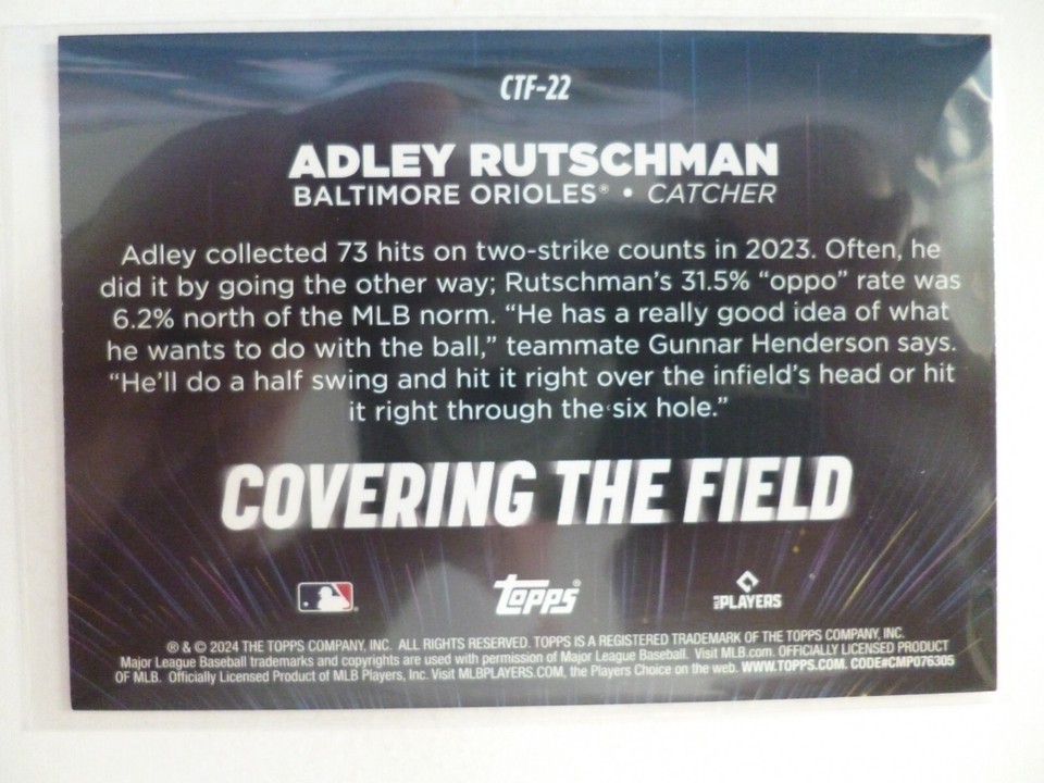 2024 Topps Covering The Field #CTF-22 Adley Rutschman -Orioles | eBay
